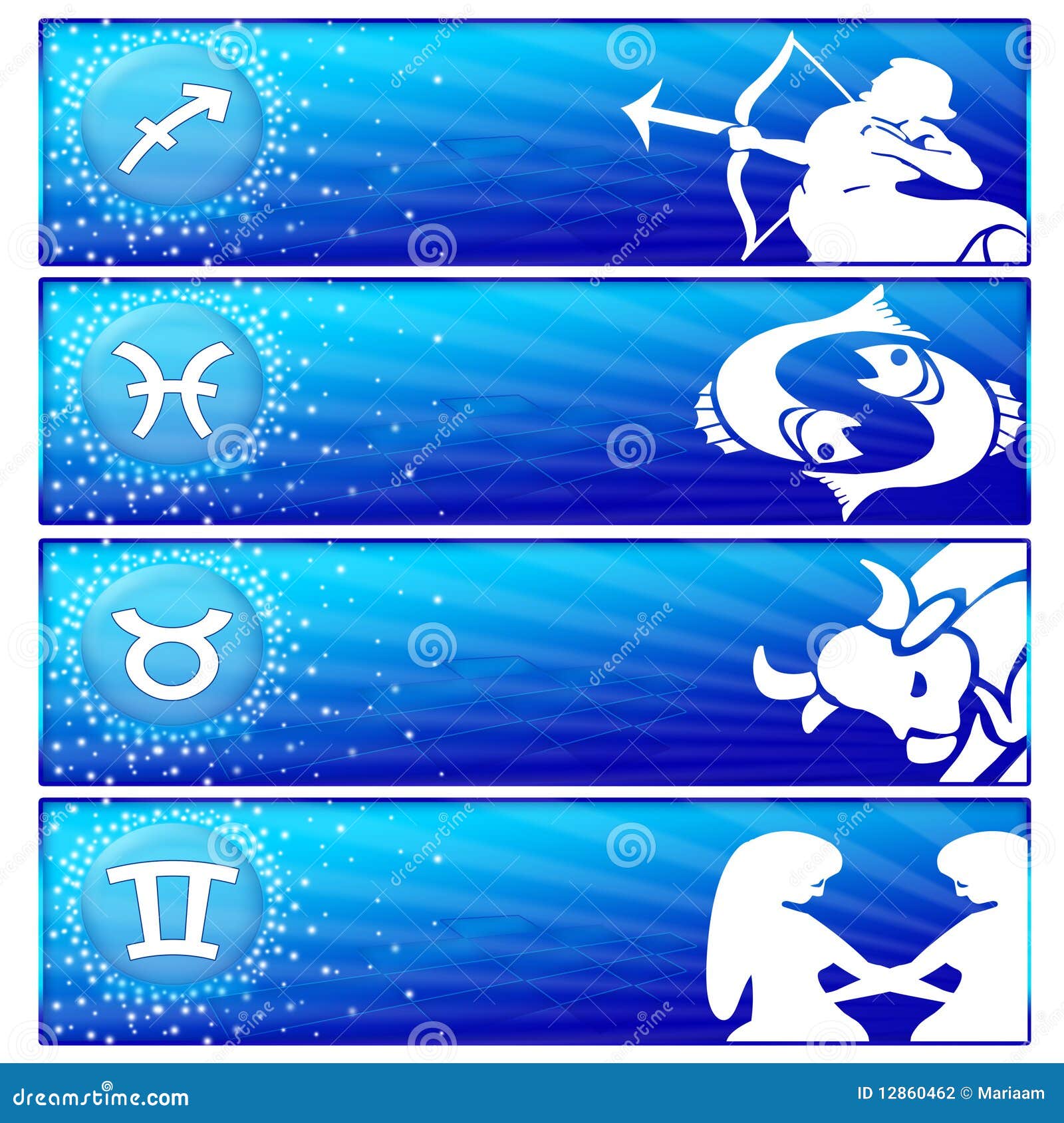 Zodiac banner set (02) stock illustration. Illustration of signs - 12860462