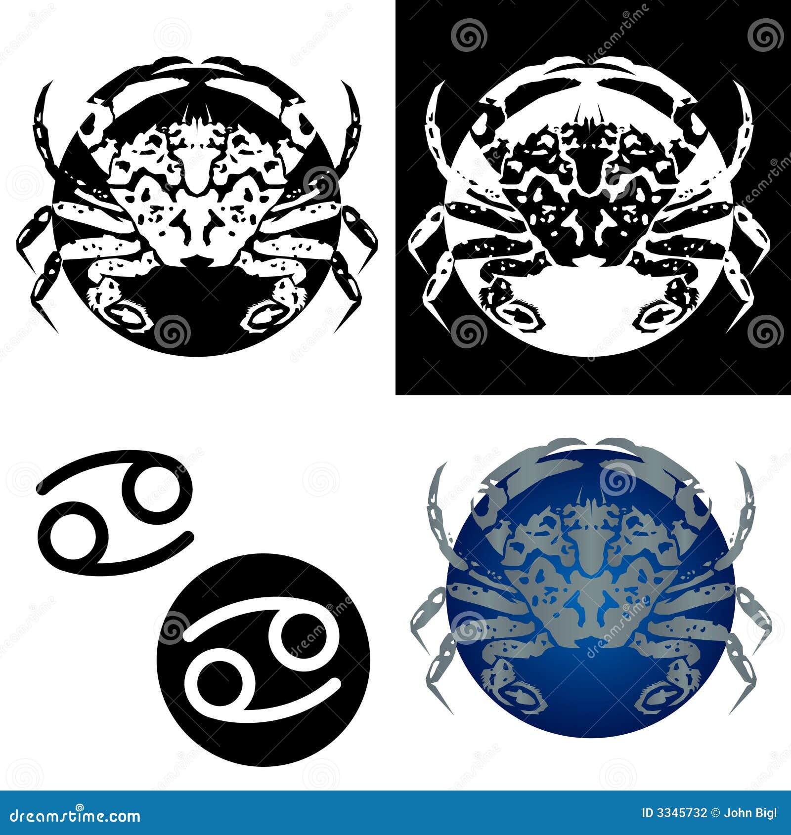 Zodiac Cancer Icons stock vector. Illustration of summer - 3345732
