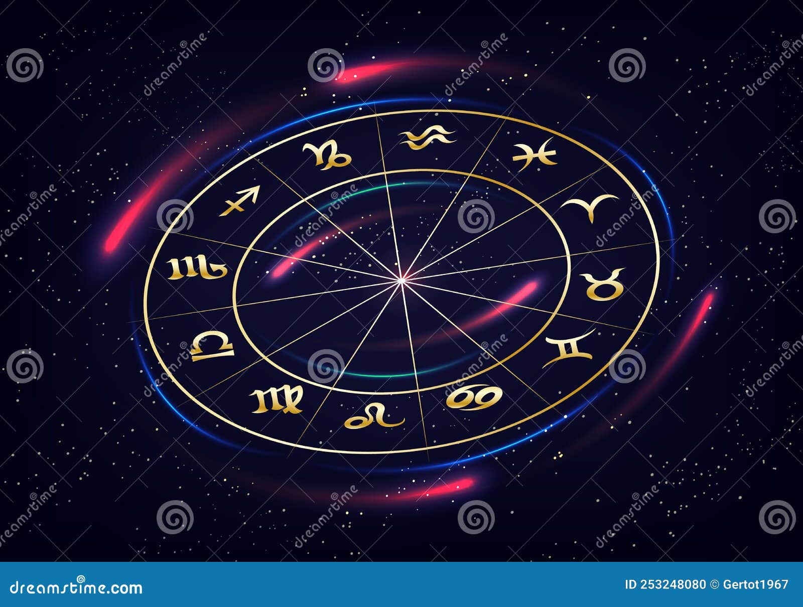 Zodiac Circle in the Space Horoscope Illustration Stock Illustration ...