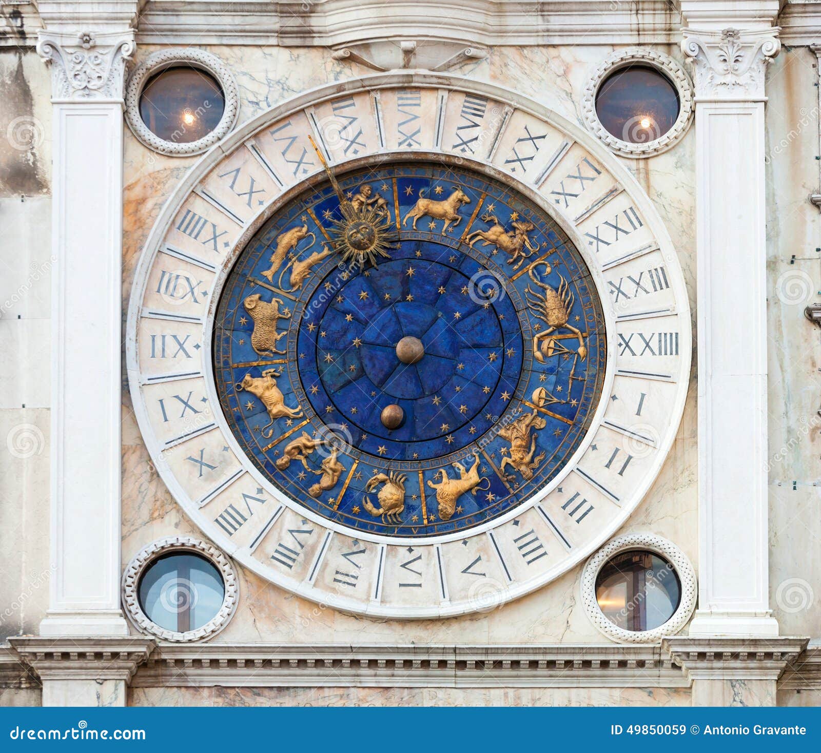 Zodiac Clock in Saint Marks Square, Venice. Stock Image - Image of ...
