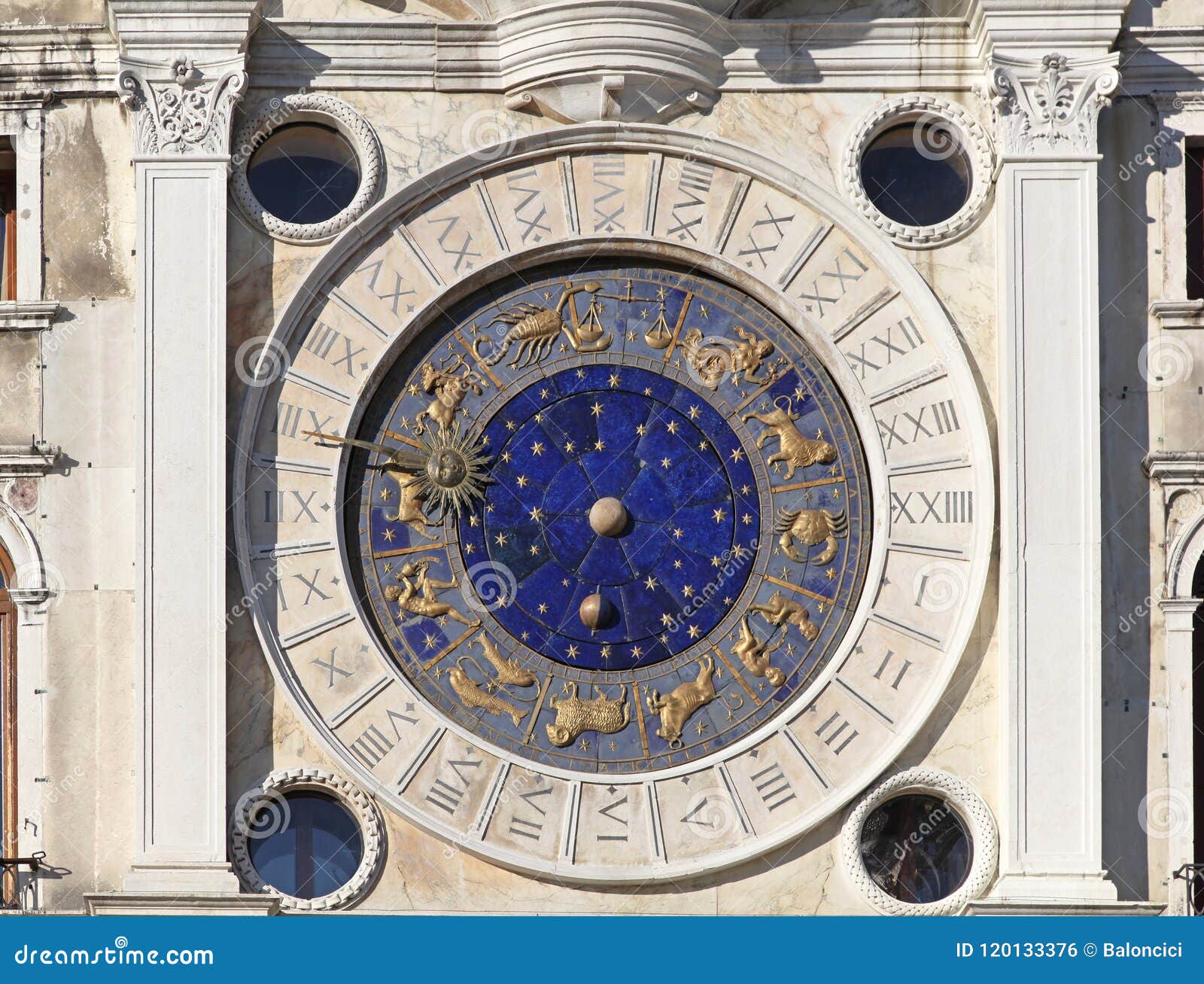 Zodiac Clock stock photo. Image of antique, constellation - 120133376