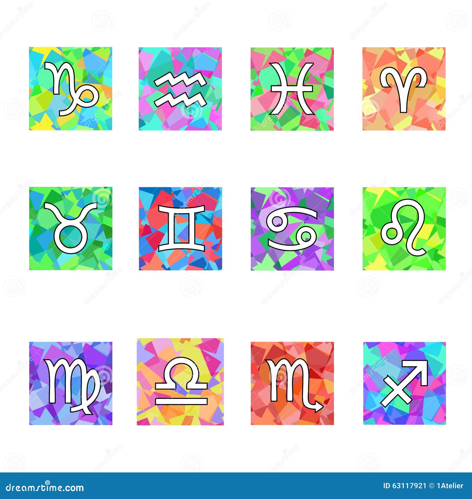 Zodiac Colorful Horoscope Square Vector Icons Set. Vector in Addition ...
