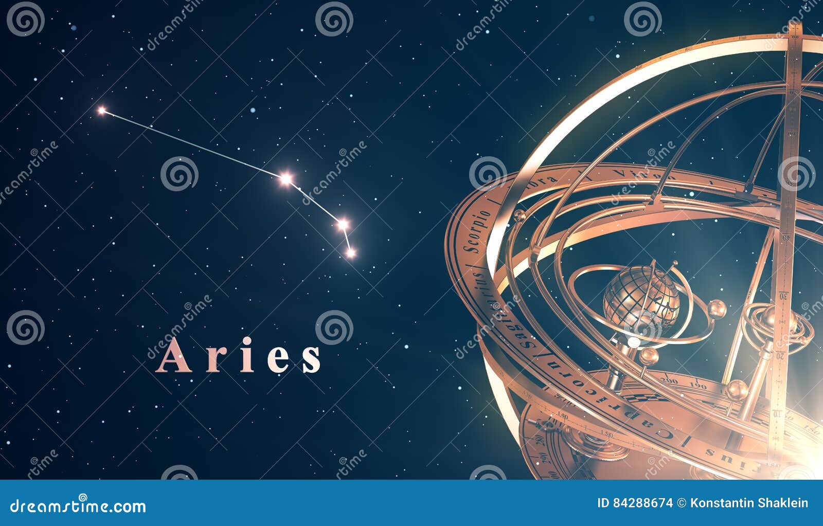 Constellation Aries Icon And Lettering. Hand Drawn Doodle Style ...