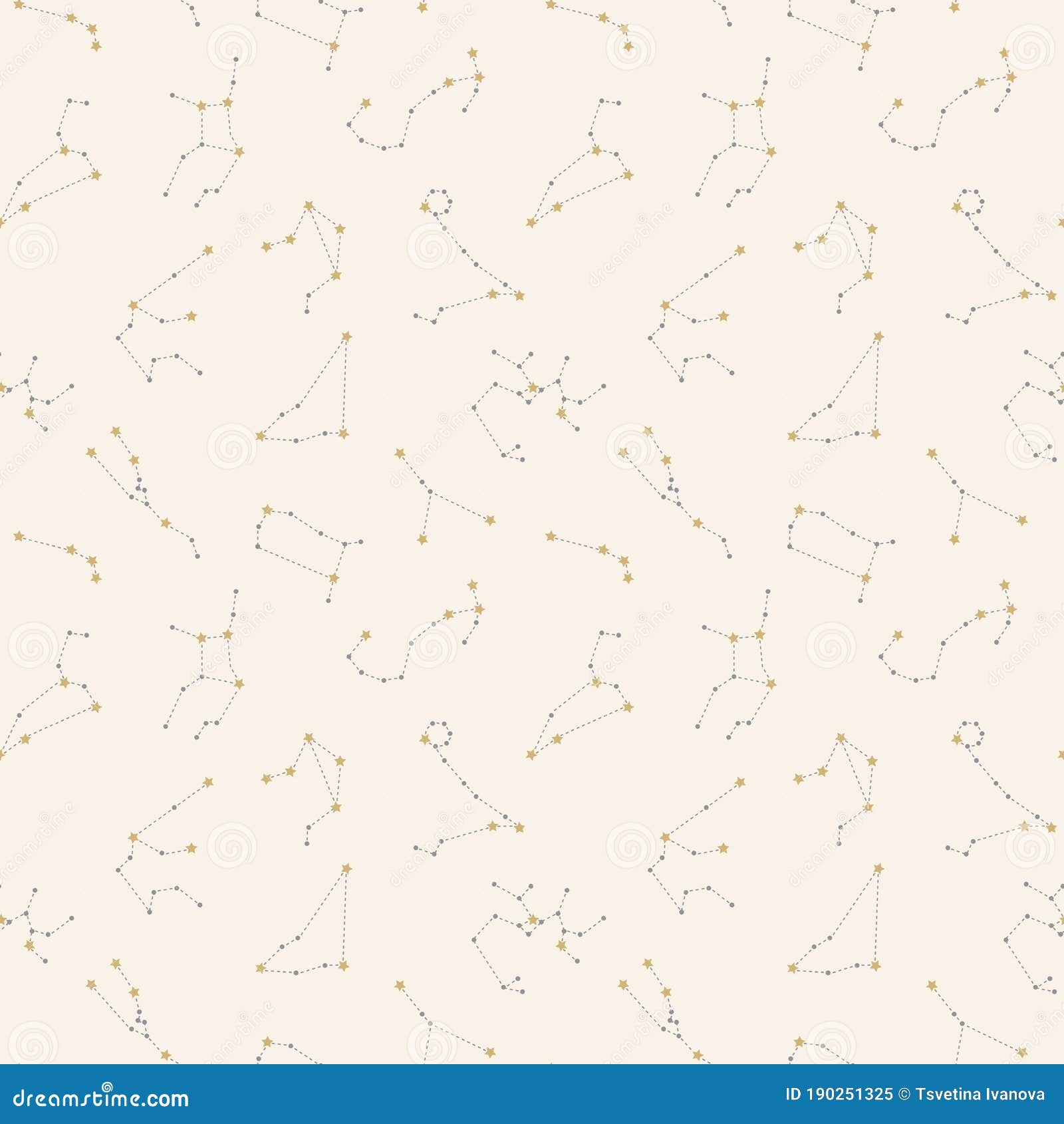 Constellations Seamless Pattern. Night Background With Stars, Planents ...