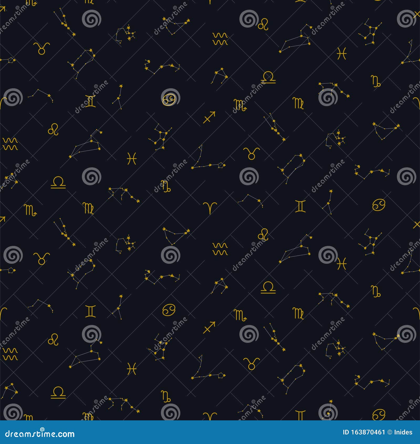 Zodiac Constellations and Zodiac Signs Seamless Vector Pattern. Stock Vector - Illustration of ...