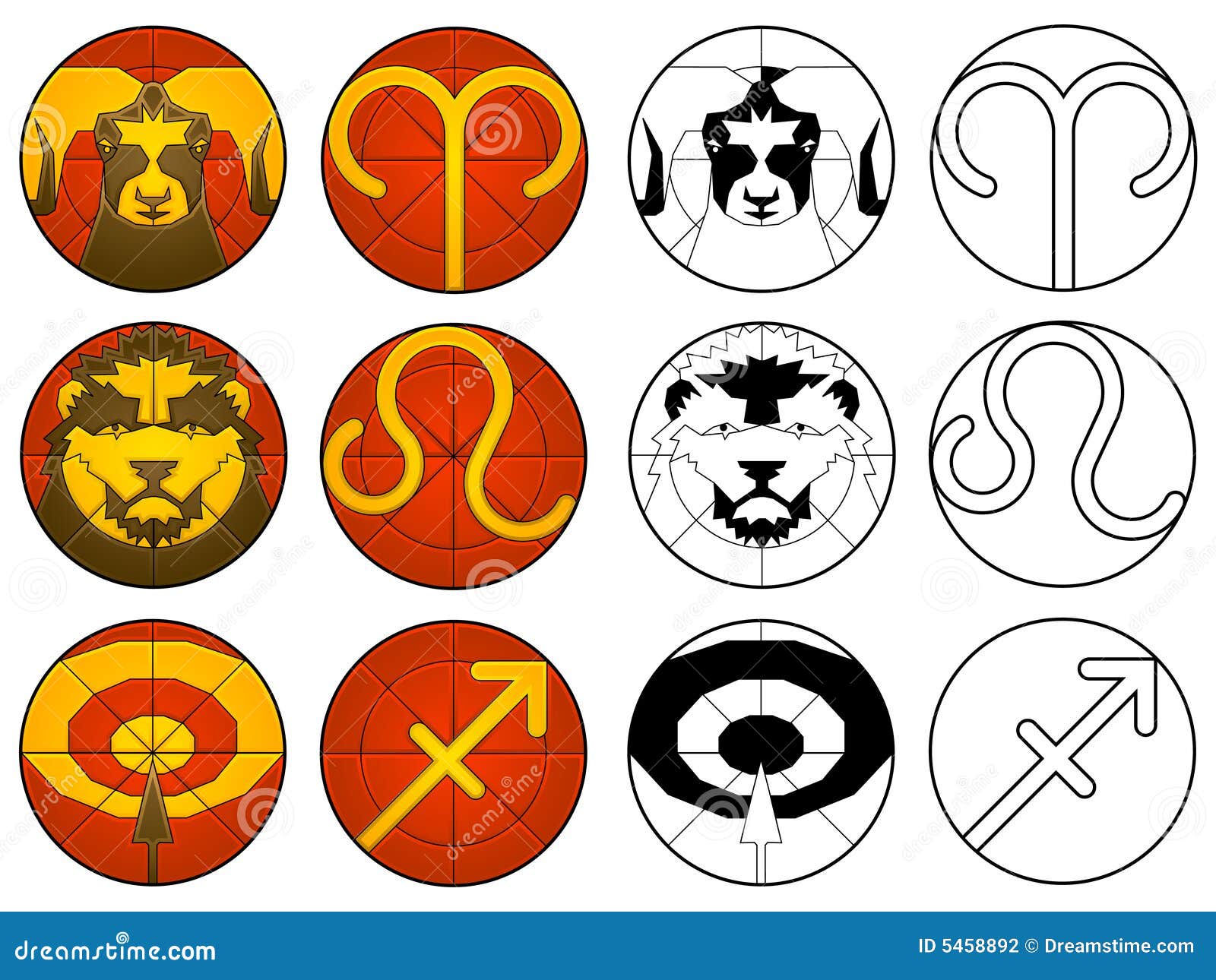 Zodiac fire signs stock vector. Illustration of archer - 5458892