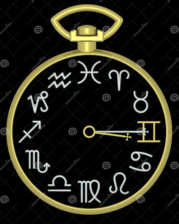 Zodiac Gemini Clock stock illustration. Illustration of feminine - 832136