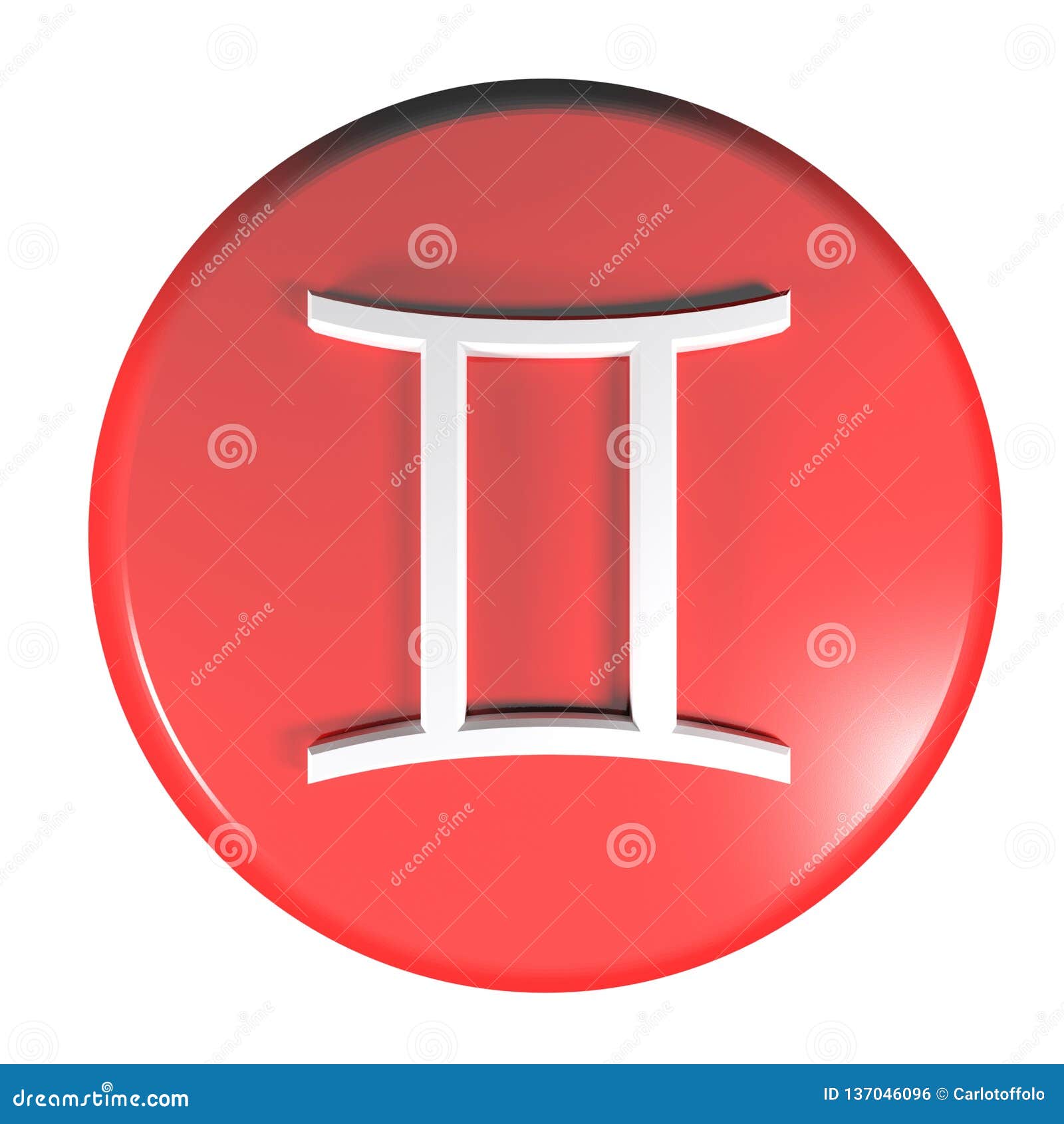 ZODIAC GEMINI ICON Red Circle Push Button - 3D Rendering Illustration ...