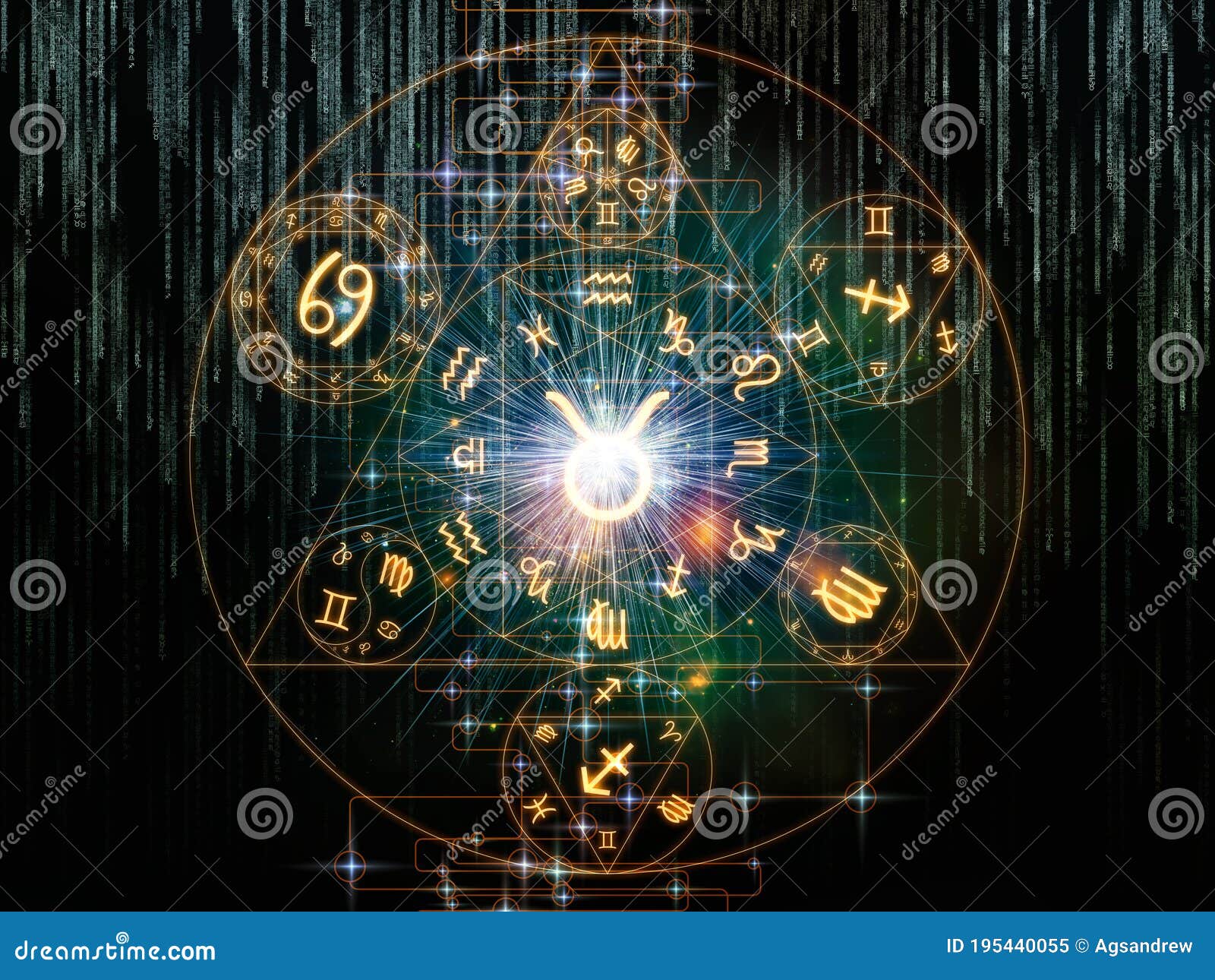 Zodiac Geometry stock illustration. Illustration of background - 195440055