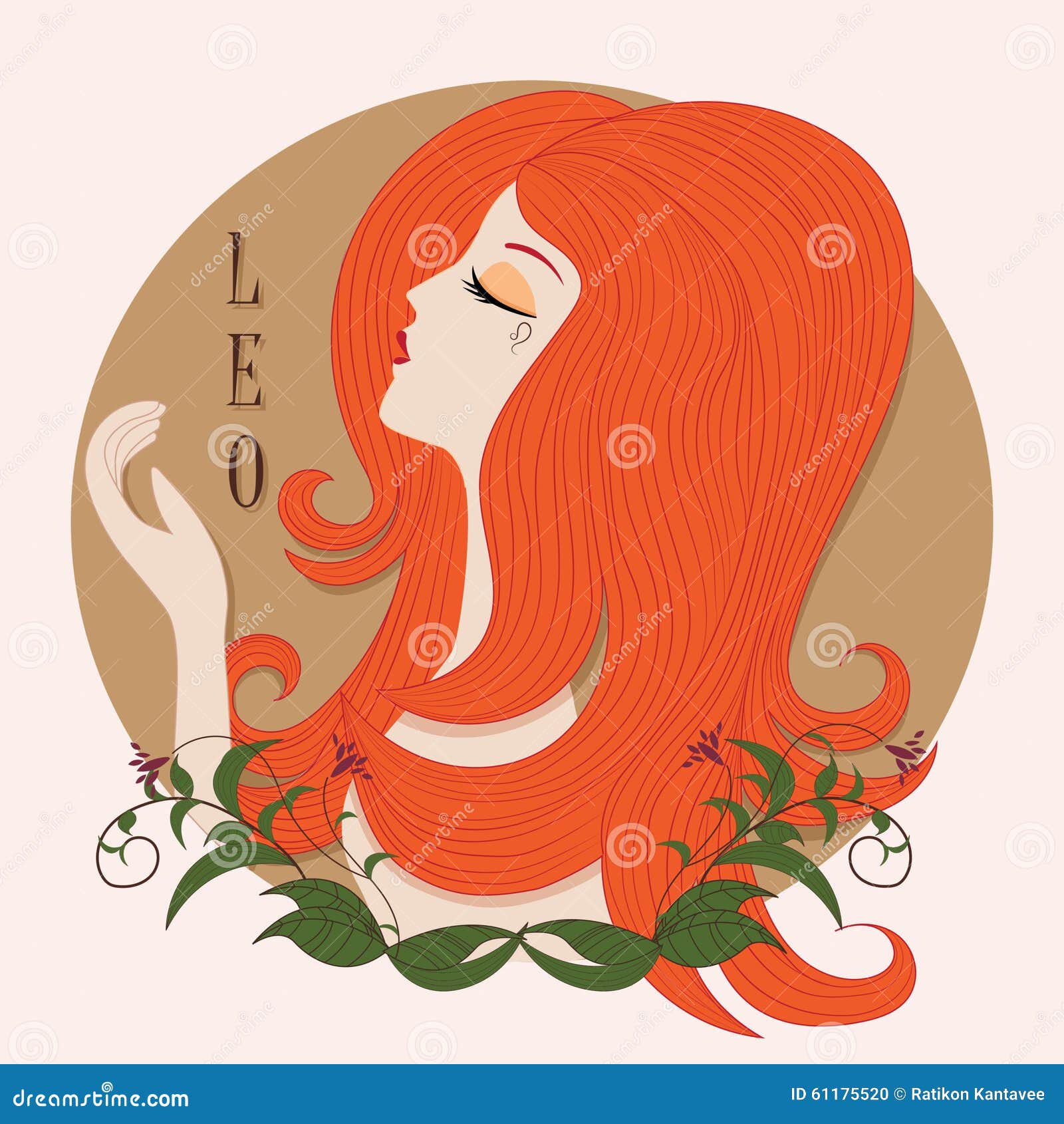 Zodiac girl Leo stock vector. Illustration of horoscope - 61175520