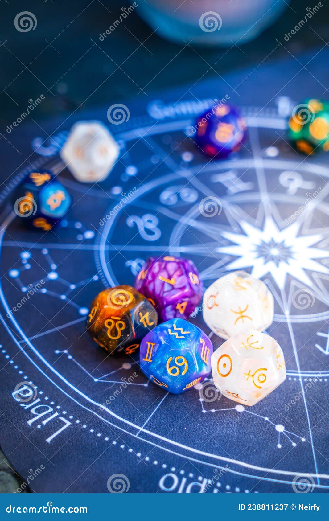 Zodiac Horoscope with Divination Dice Stock Image - Image of astrologer ...