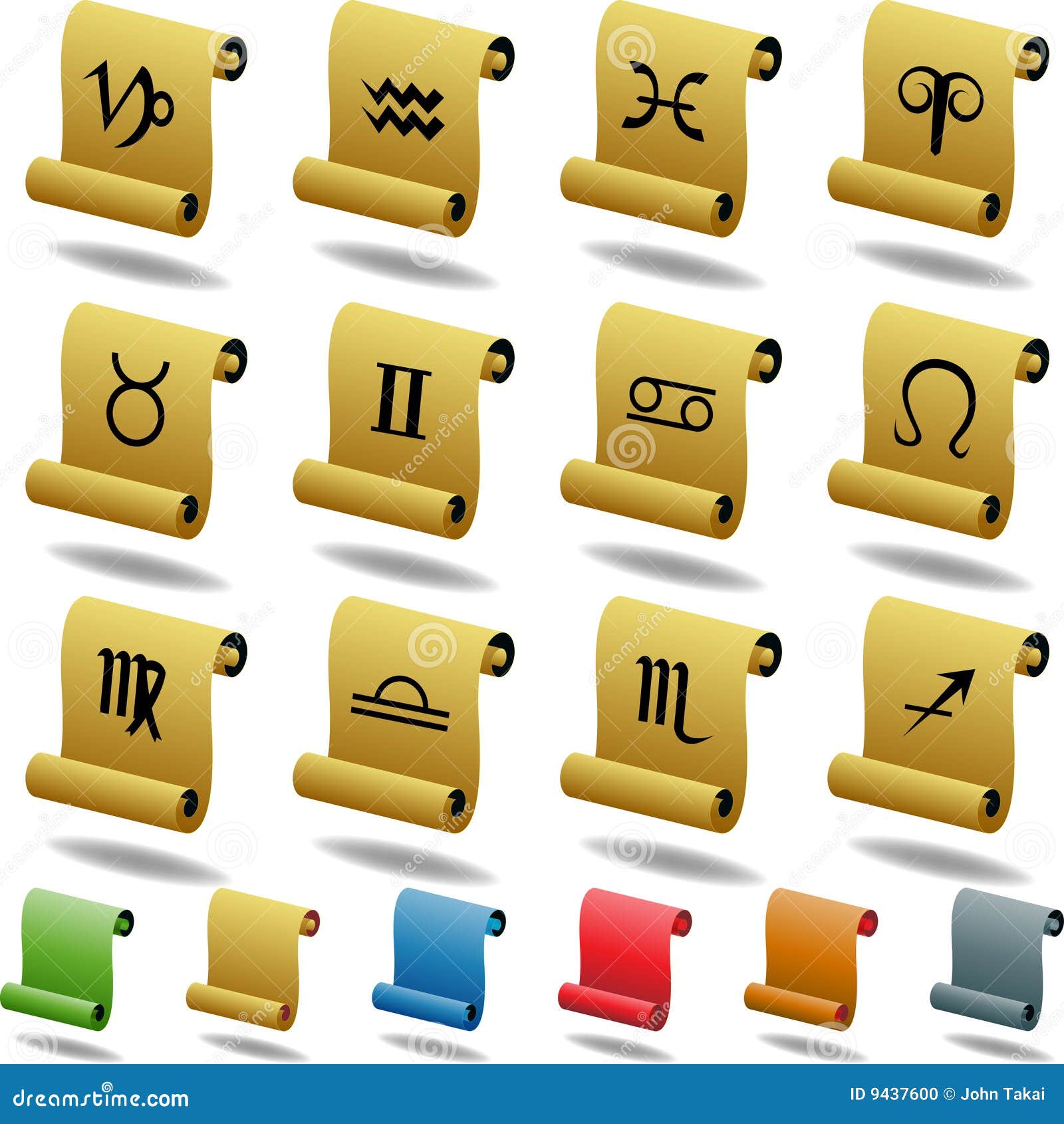 Zodiac Horoscope Icons - Scroll Stock Vector - Illustration of earth ...