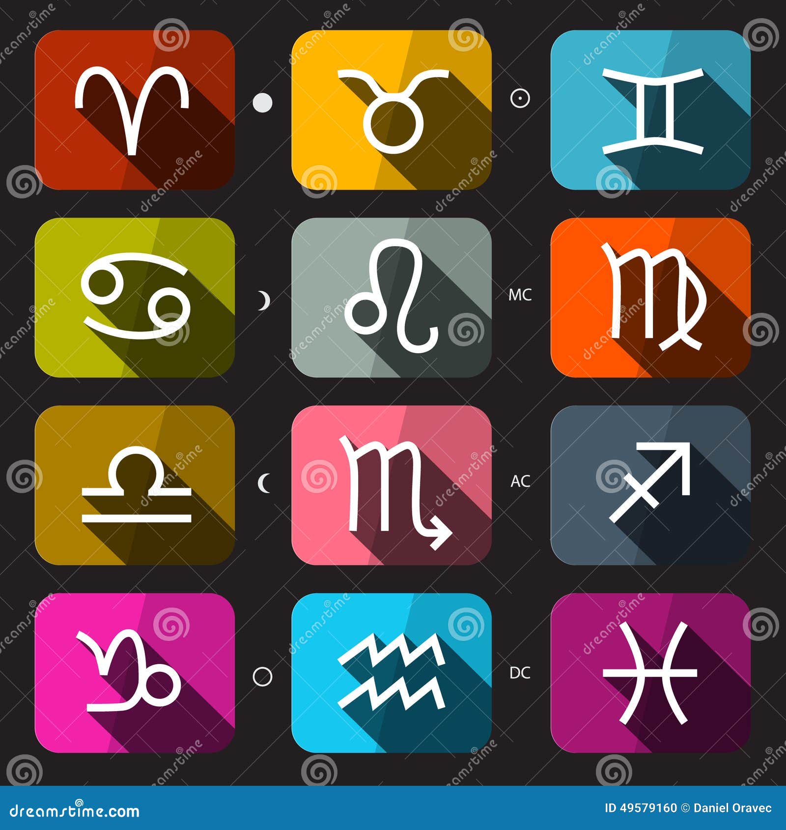 Zodiac - Horoscope Rounded Square Vector Icons Set Stock Vector ...