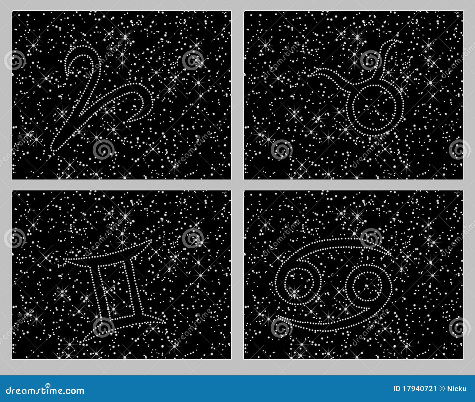 Zodiac Horoscope Symbols Collage Stock Illustration - Illustration of ...