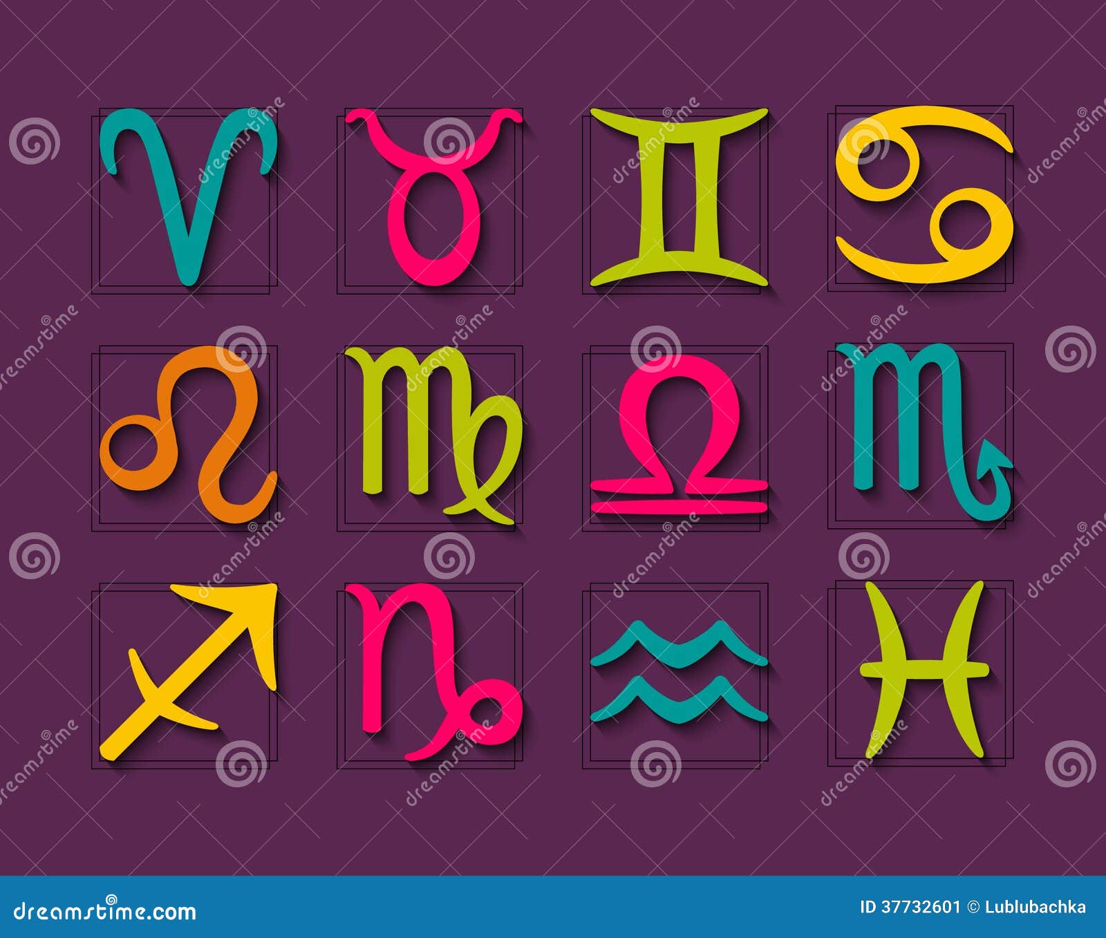 Zodiac Horoscope Symbols Set Stock Vector - Illustration of collection ...