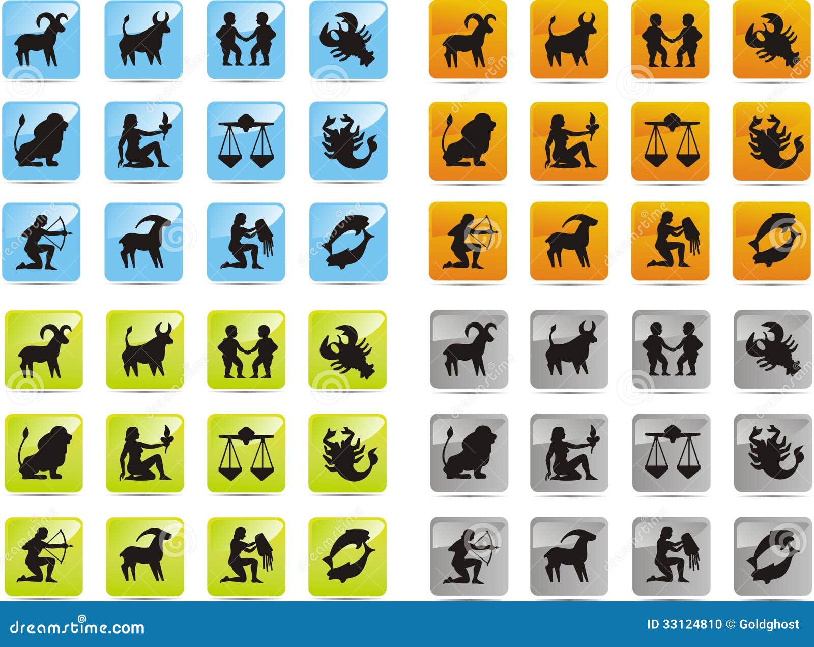 Zodiac Icons. Collection Of Twelve Icons Of Zodiac Signs. Vector Doodle ...