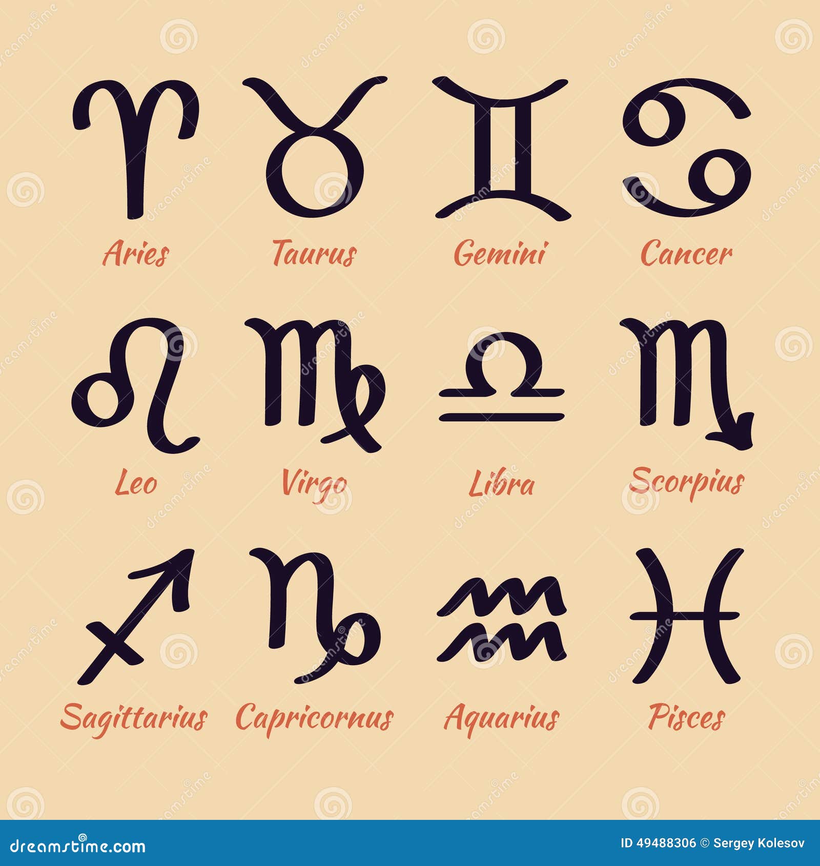 Zodiac icons stock vector. Illustration of cancer, sagittarius - 49488306