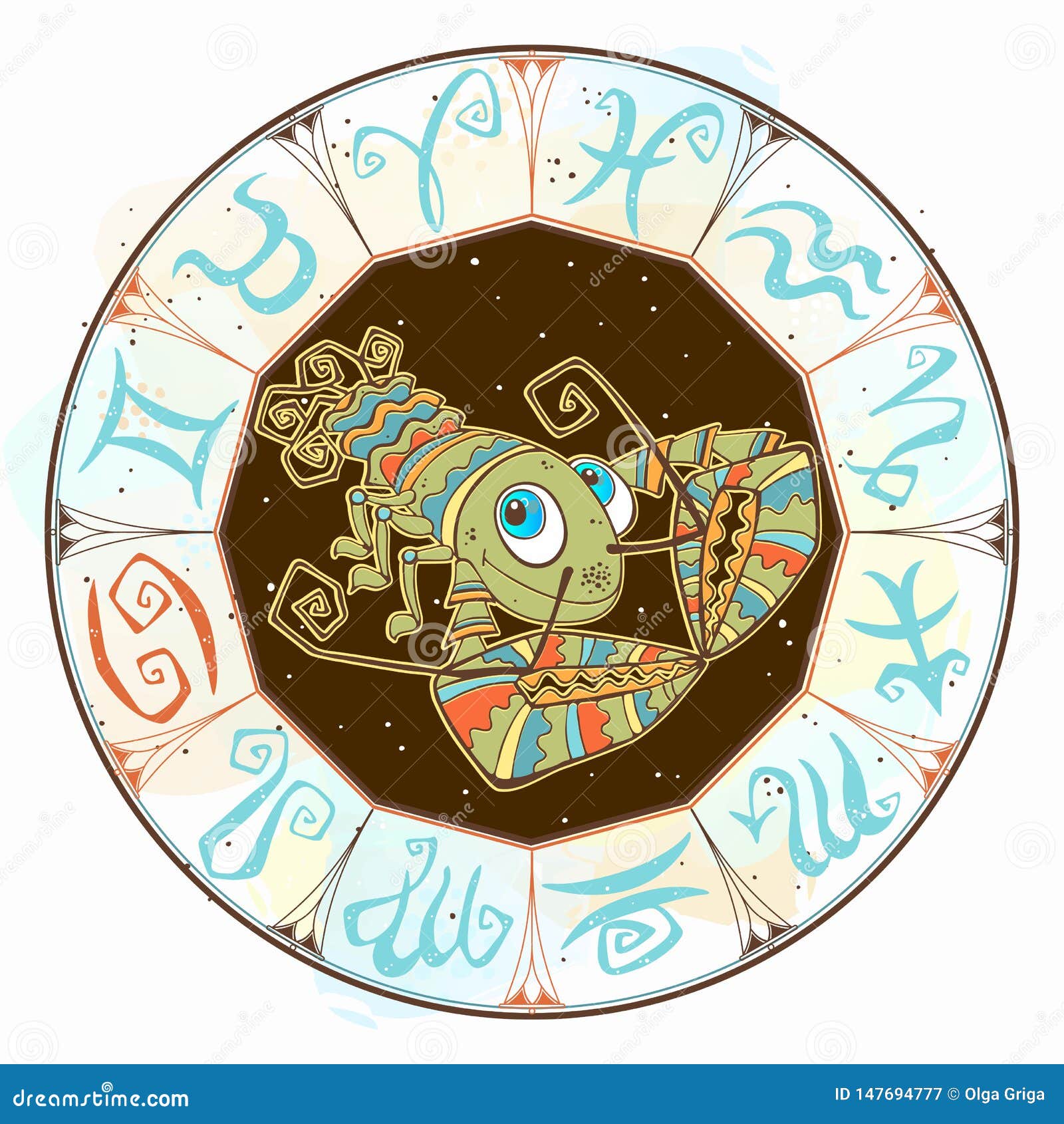 Zodiac for Kids. Cancer. Cute Style. Vector. Stock Vector ...