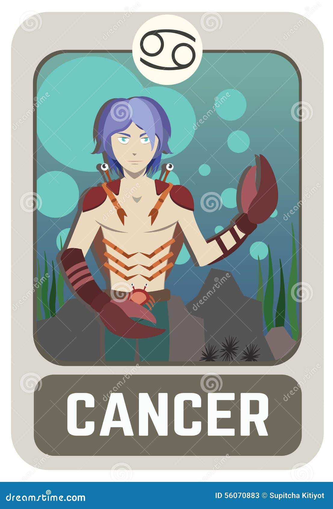 Zodiac man : Cancer stock vector. Illustration of vector - 56070883
