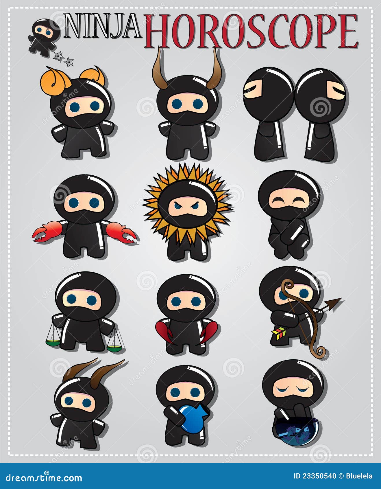 Zodiac ninja signs stock vector. Illustration of astrology - 23350540