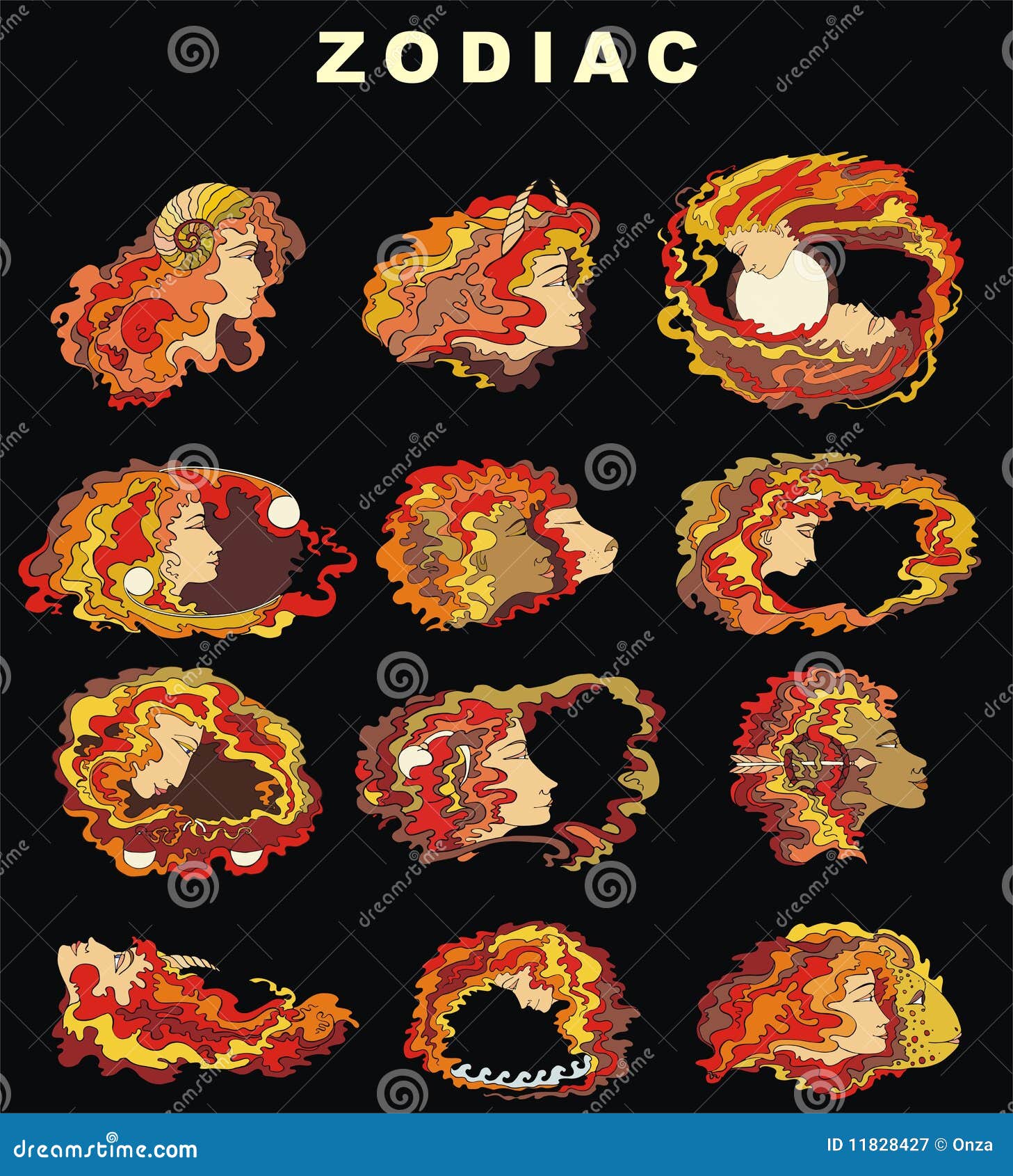 Zodiac set stock vector. Illustration of libra, cancer - 11828427