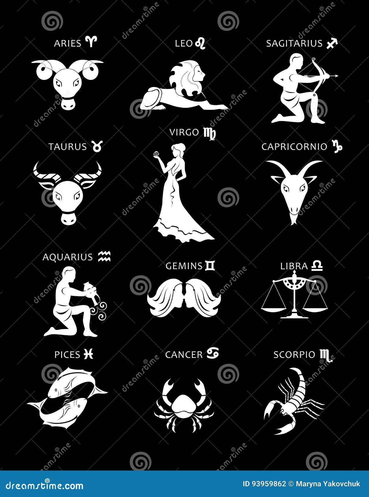 The zodiac set stock vector. Illustration of horoscope - 93959862