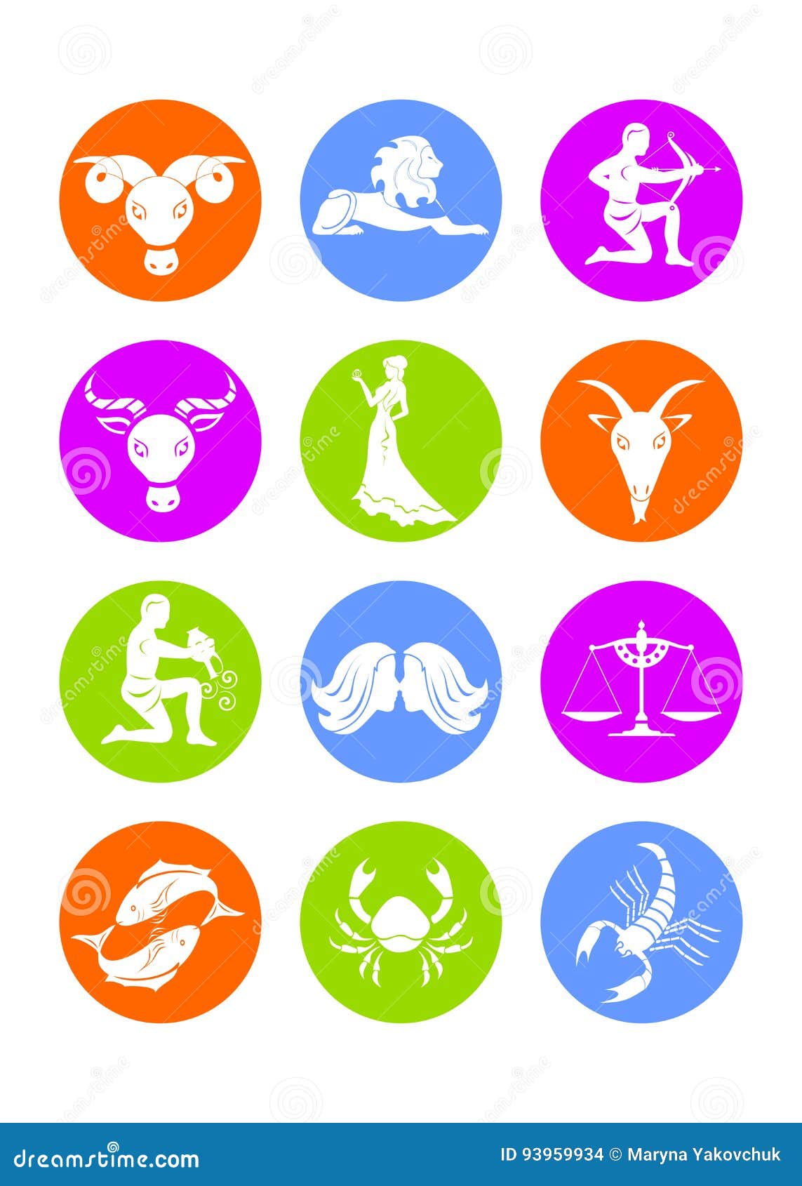 The zodiac set stock vector. Illustration of fortune - 93959934