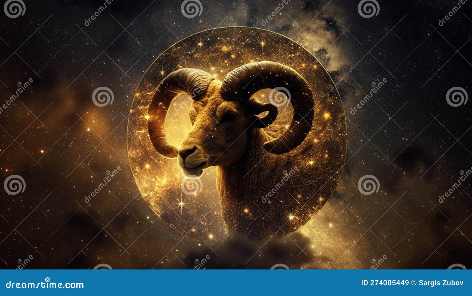 Zodiac Sign Aries on the Background of the Galaxy, Generative Ai Stock ...