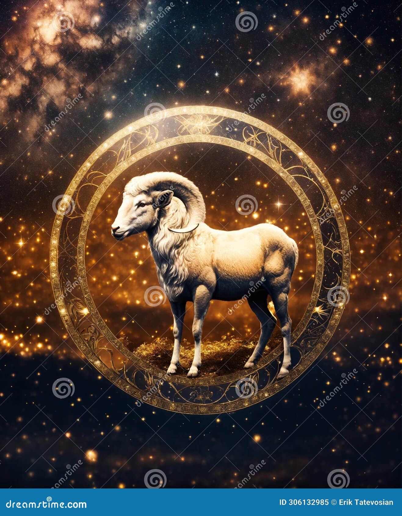 Zodiac Sign Aries on a Background of Stars. Selective Focus Stock Image ...