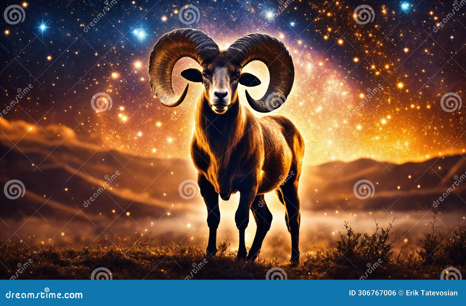 Zodiac Sign Aries on a Background of Stars. Selective Focus Stock Photo ...