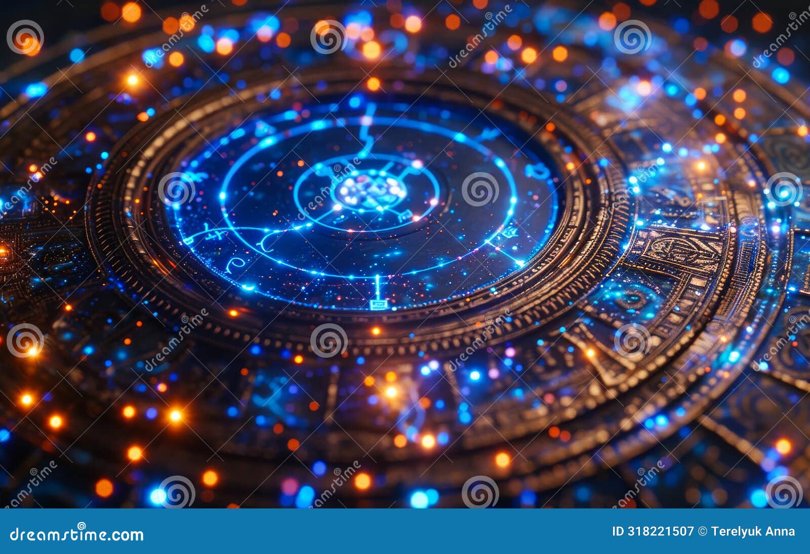Zodiac Sign with a Blue Light Effect Background Stock Image - Image of ...