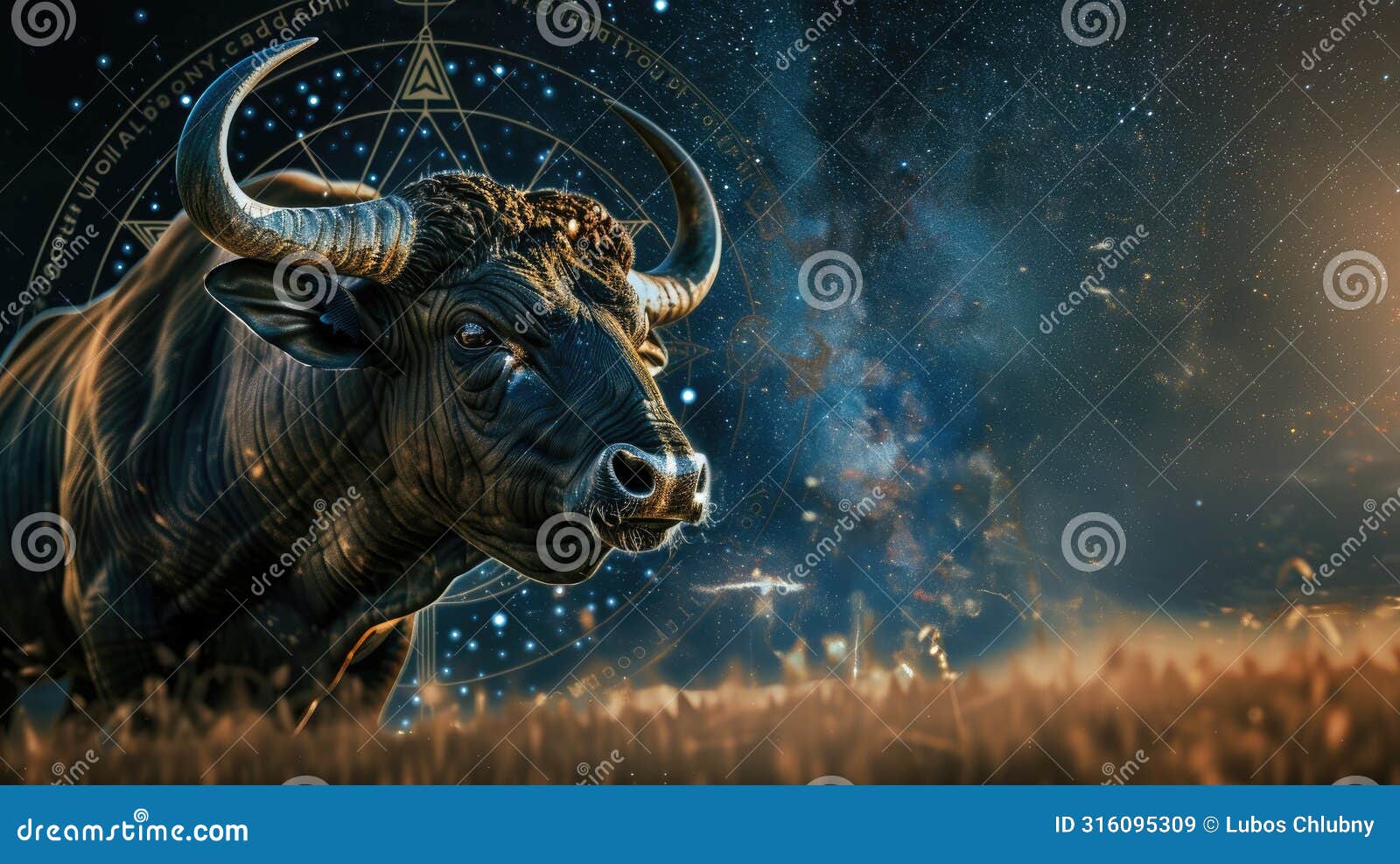 Zodiac Sign in the Sign of the Bull with a Starry Sky Stock ...