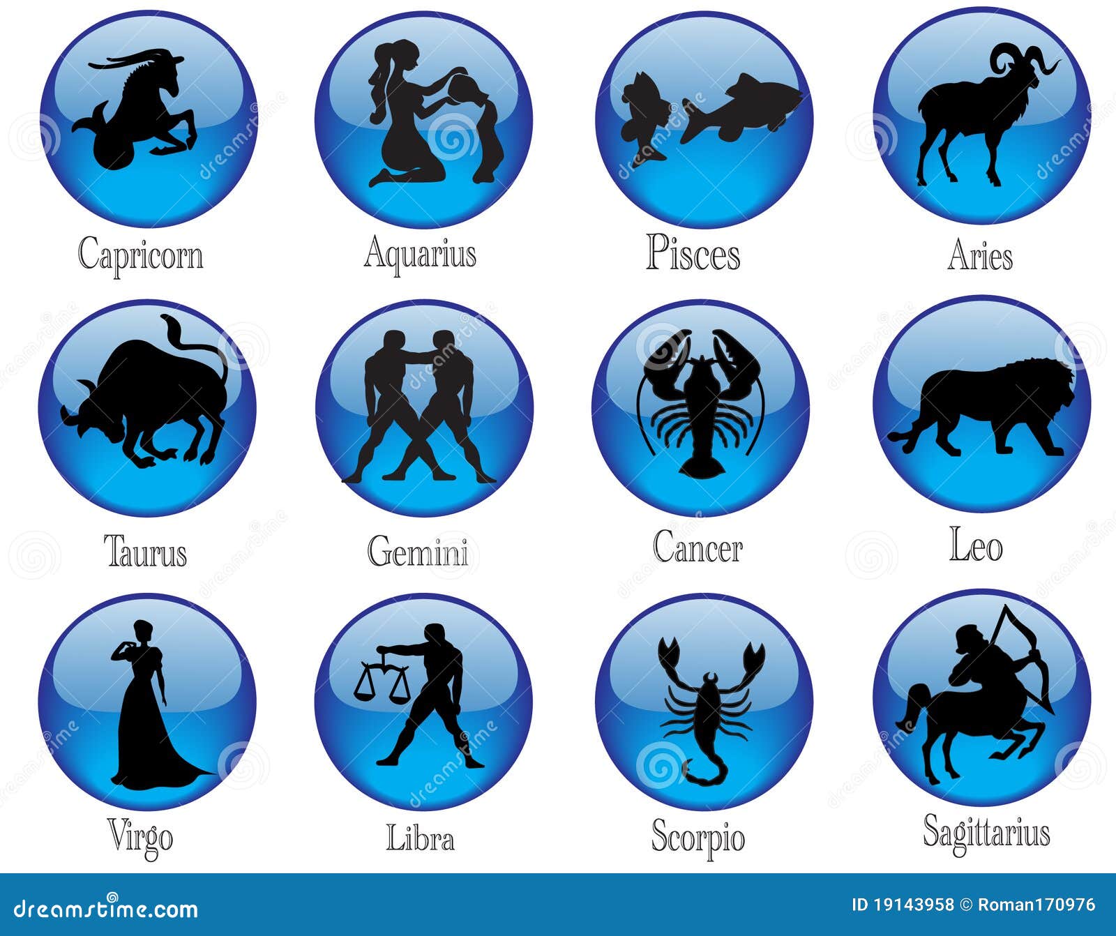 Zodiac sign buttons stock vector. Illustration of twin - 19143958