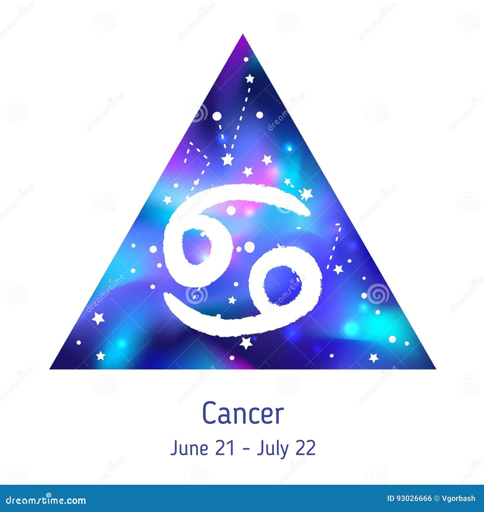 Zodiac Sign Cancer Over Hipster Triangle With Space Galactic Stock