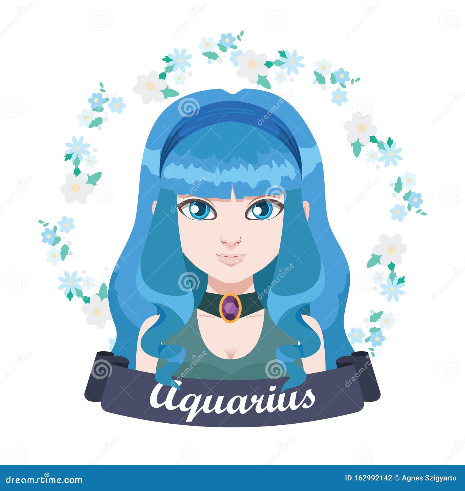 Zodiac Sign Illustration Aquarius Stock Vector Illustration Of