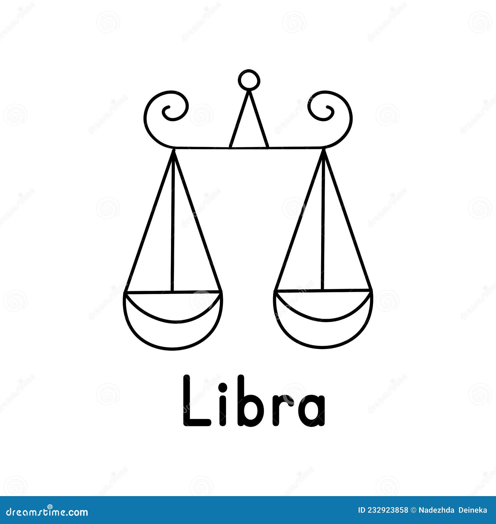 Zodiac Sign Libra. Line Style. Icon On White Background. Vector ...
