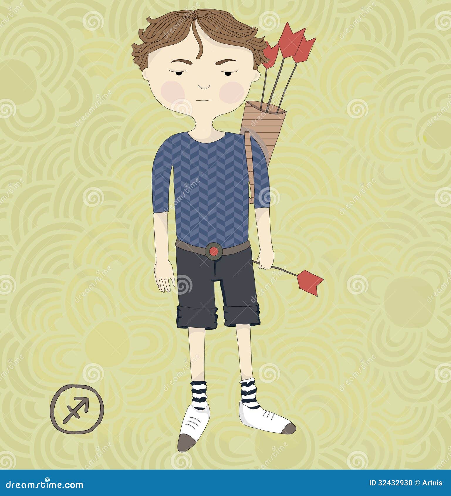 Zodiac Sign Sagittarius. the Boy with the Arrows Stock Vector ...