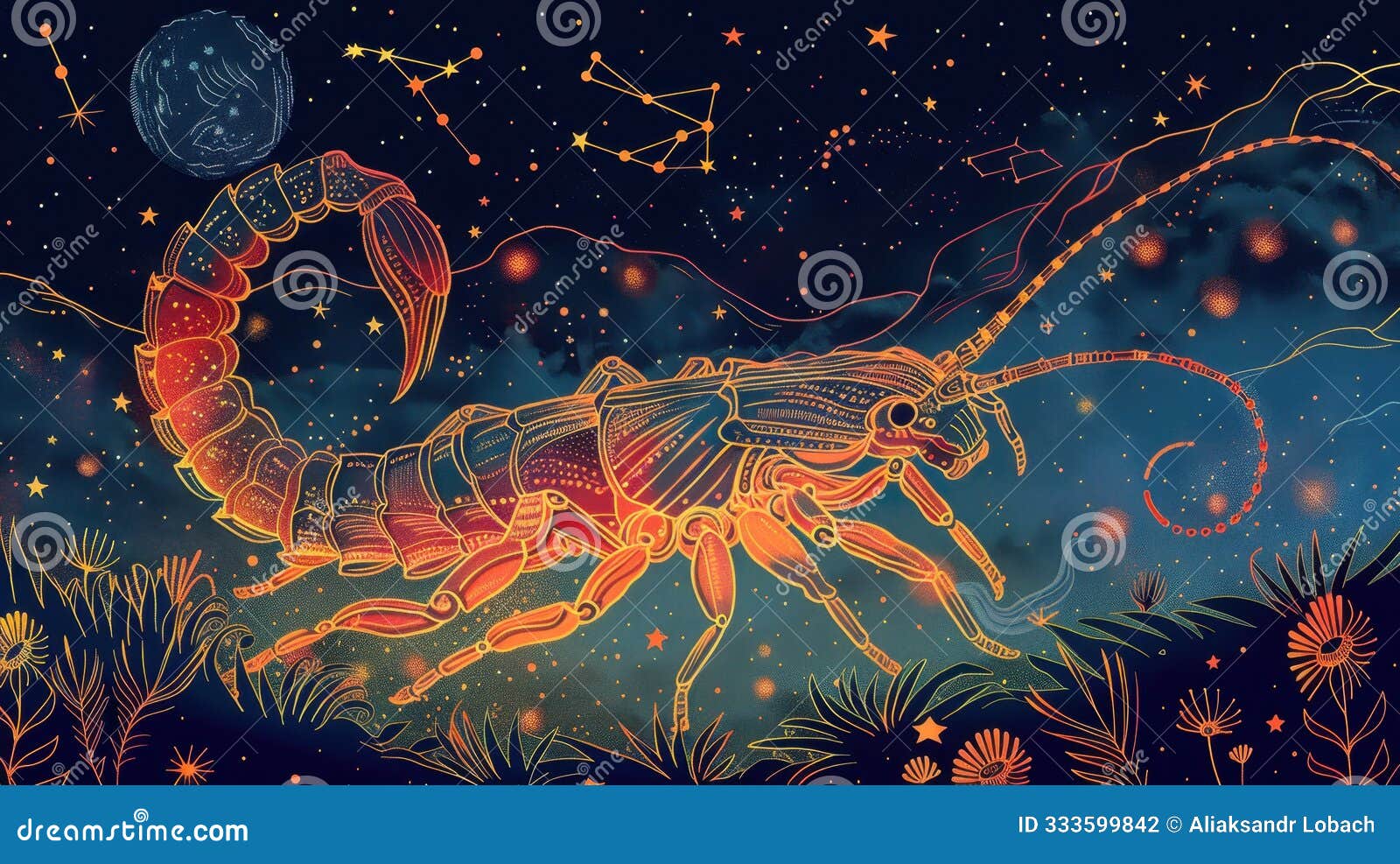 The Zodiac Sign is Scorpio on an Abstract Background. the Design of the ...