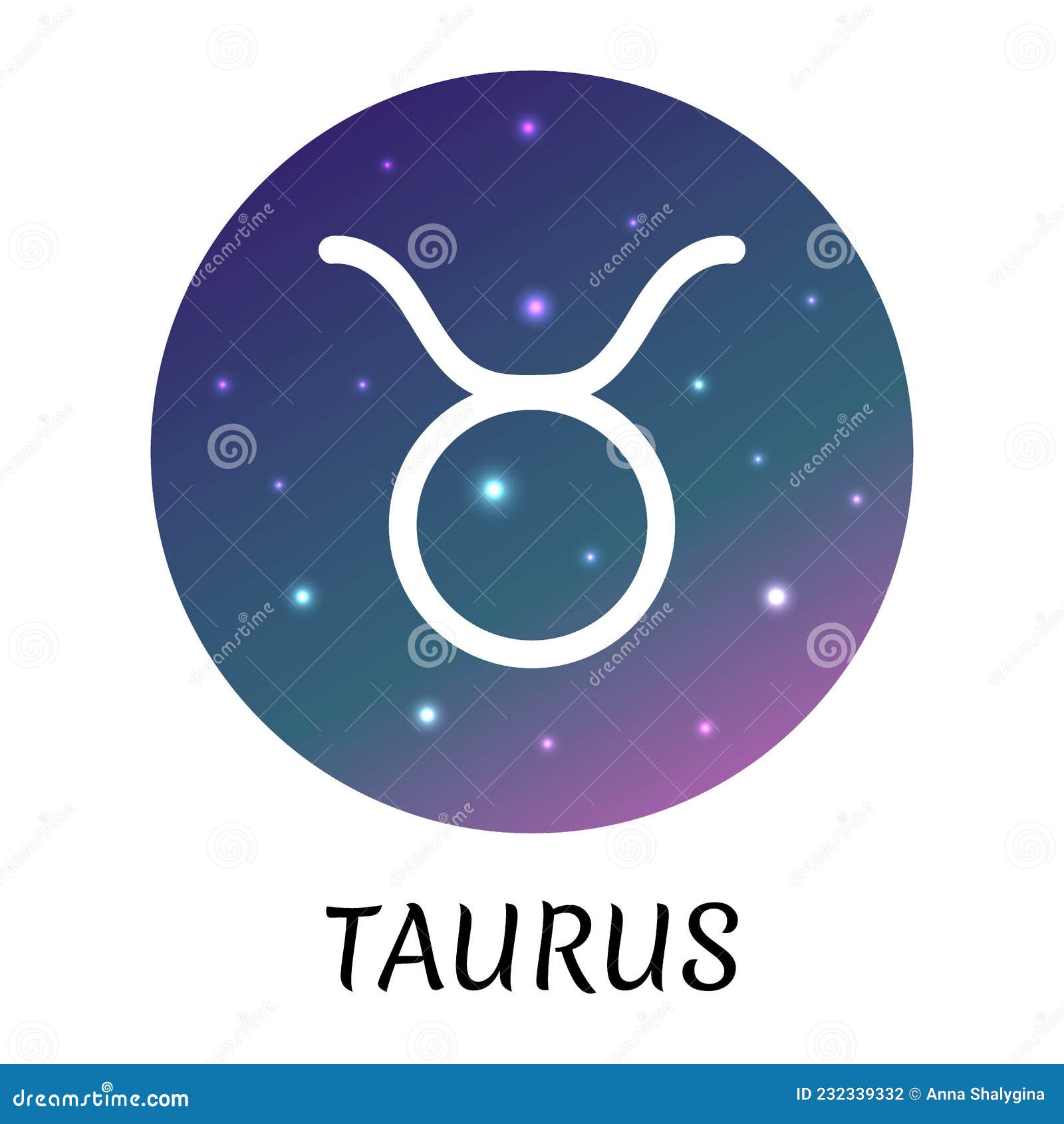 Zodiac Sign Taurus Isolated. Vector Icon. Zodiac Symbol with Starry ...