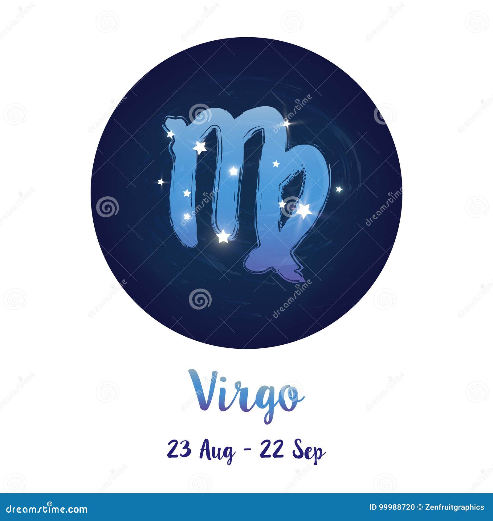 Zodiac Sign Virgo In Cosmic Stars Space With Virgo Constellation Icon