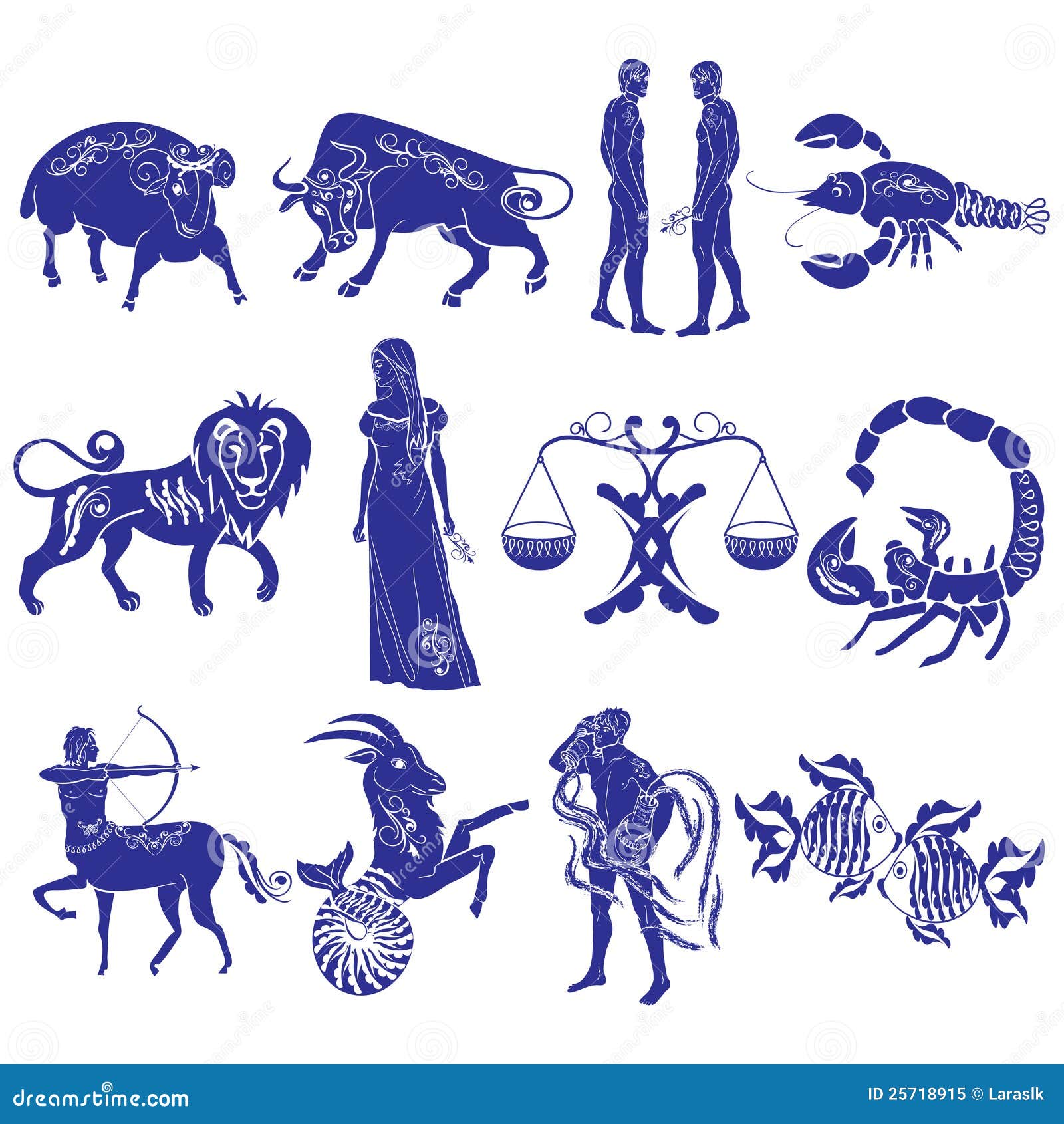 Zodiac Signs stock vector. Illustration of silhouette - 25718915