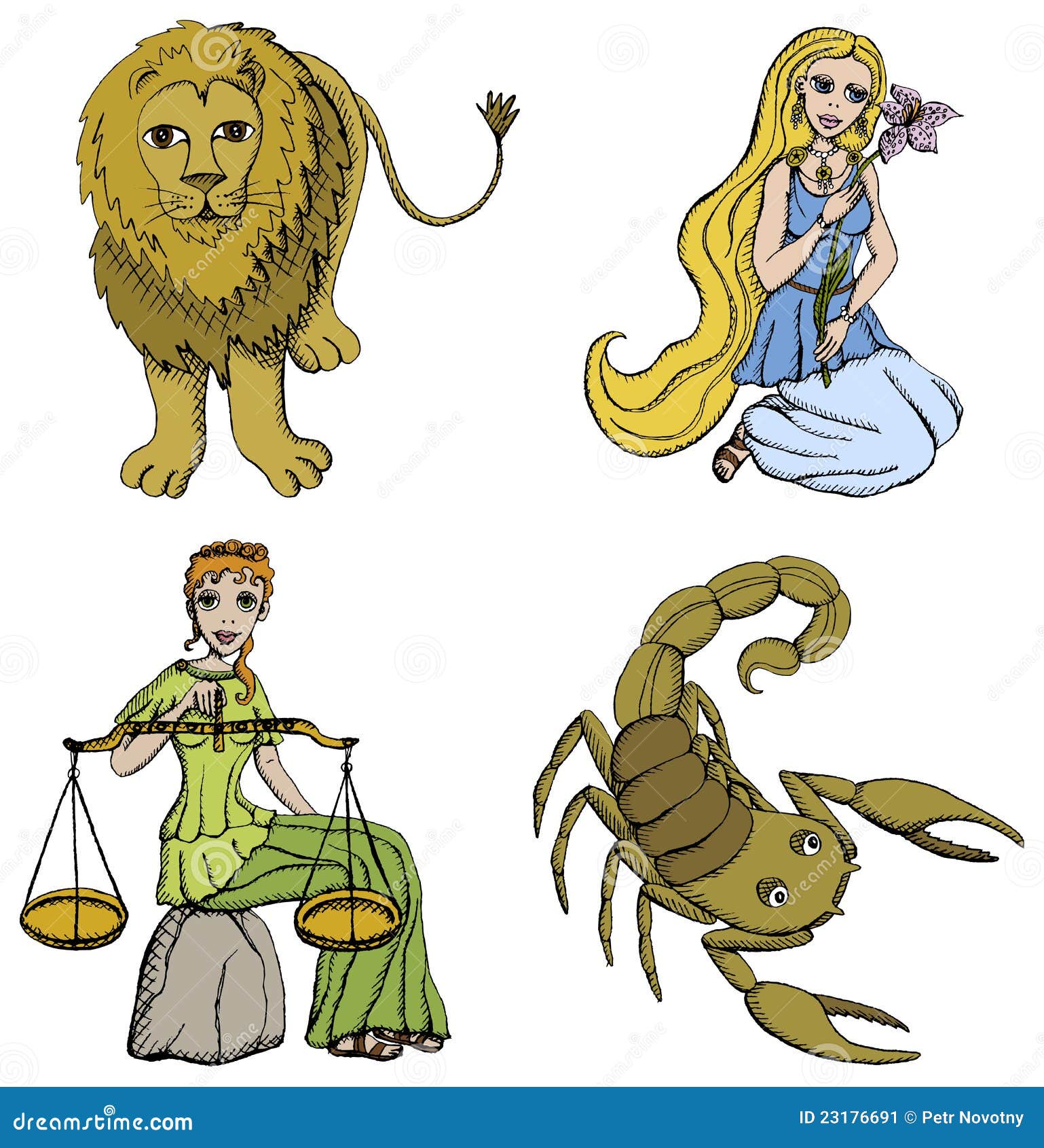 Zodiac Signs - 2nd period stock vector. Illustration of astrology ...