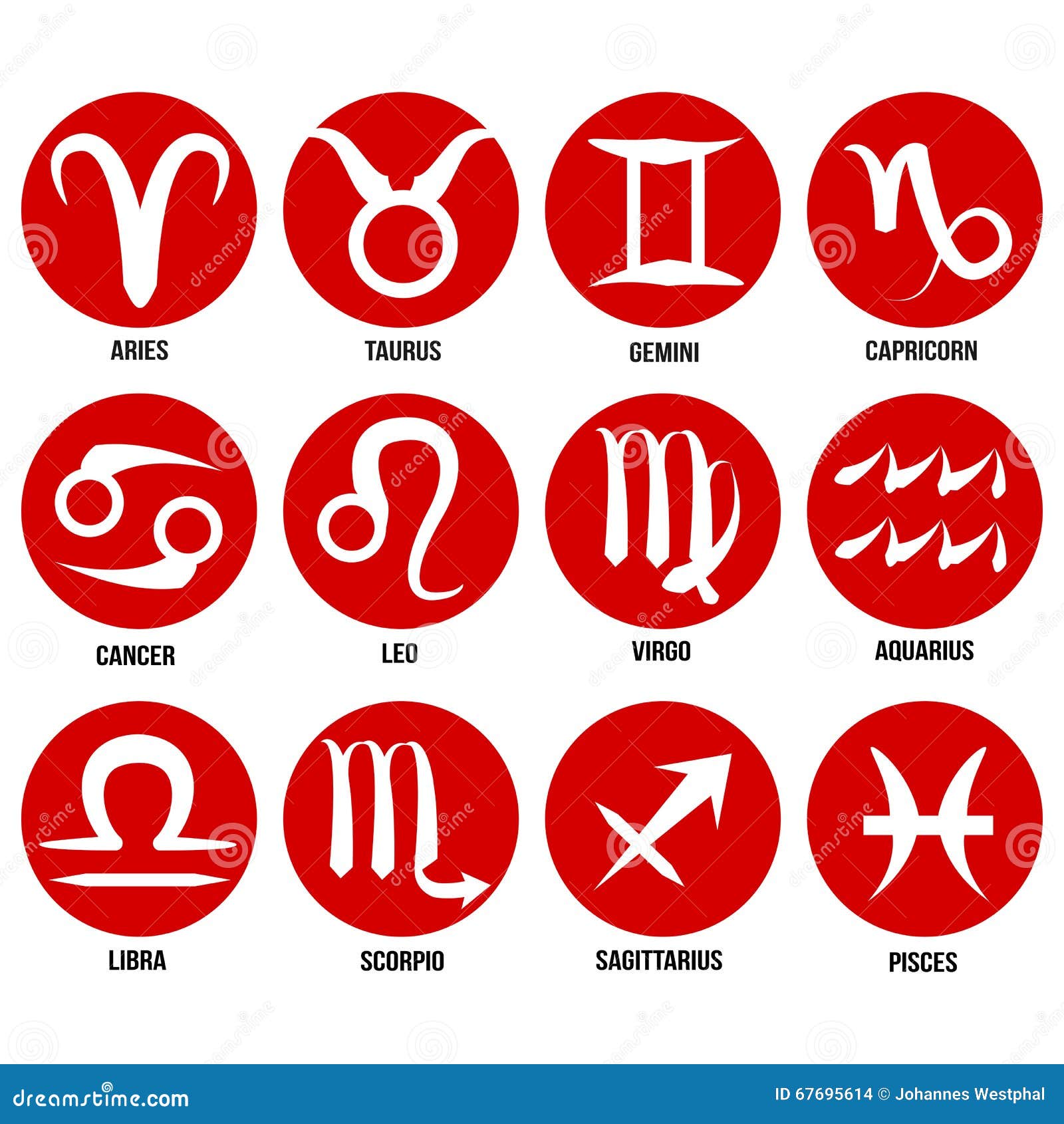 Zodiac Signs Circle in Red Buttons Stock Vector - Illustration of ...