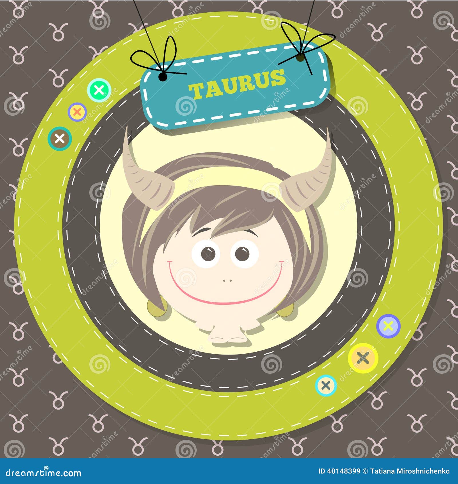 Zodiac Signs Collection. Cute Horoscope - TAURUS Stock Vector ...