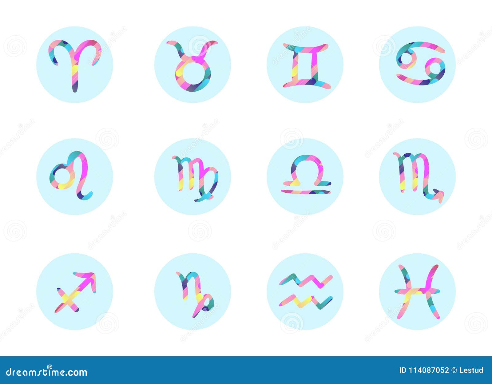 Zodiac Signs Colorful Gradient Shapes Stock Vector - Illustration of ...