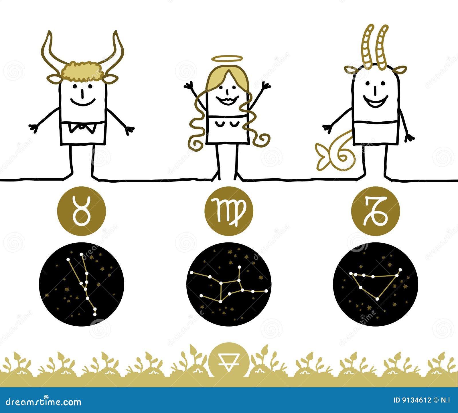 Zodiac signs - Earth stock vector. Illustration of black - 9134612