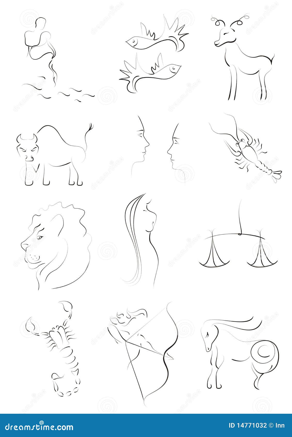 Set Of Astrological Figures From The Symbols Of The Zodiac Sign ...