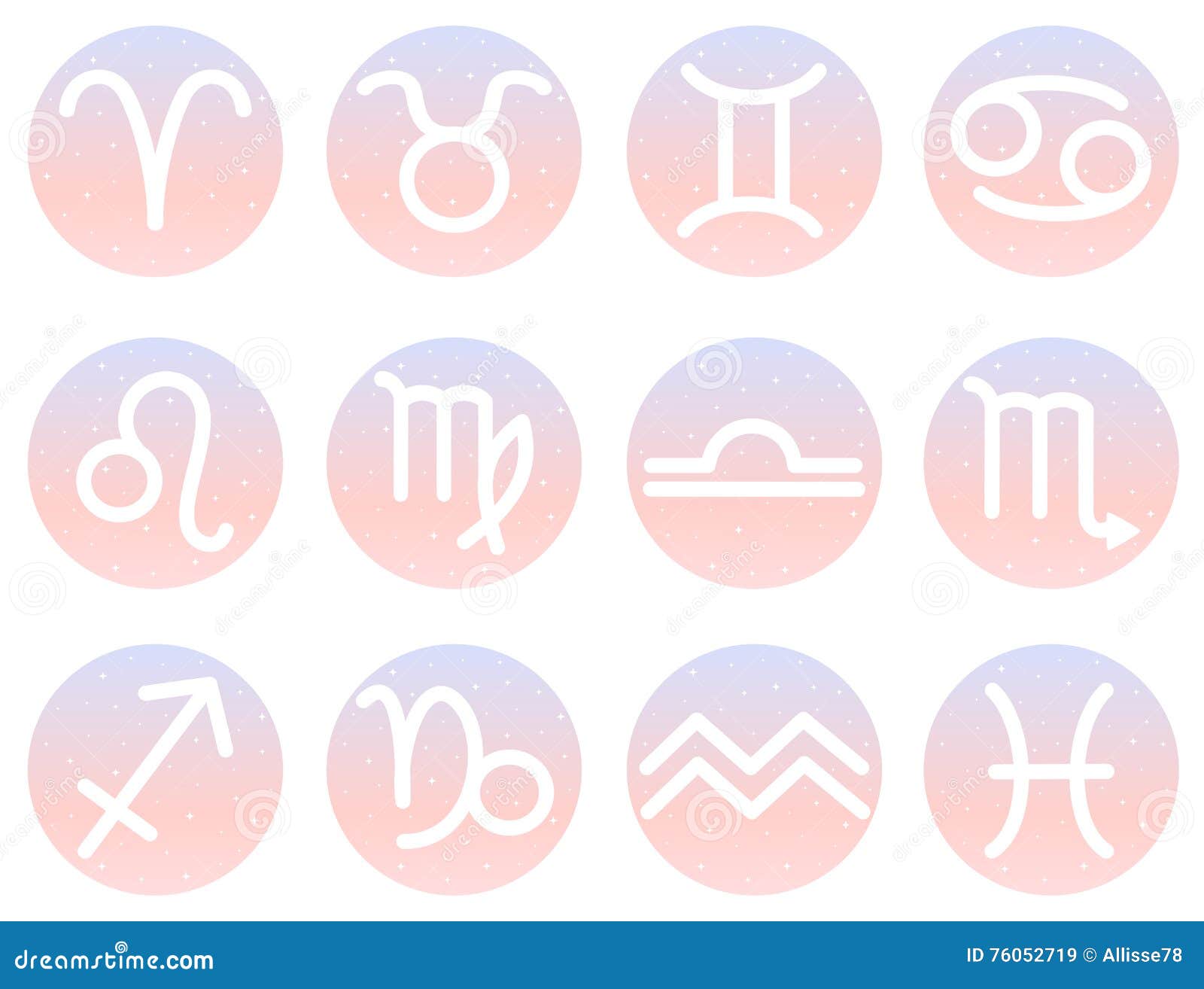 Zodiac Signs Icon Set on Pink and Blue Gradient Background Stock ...