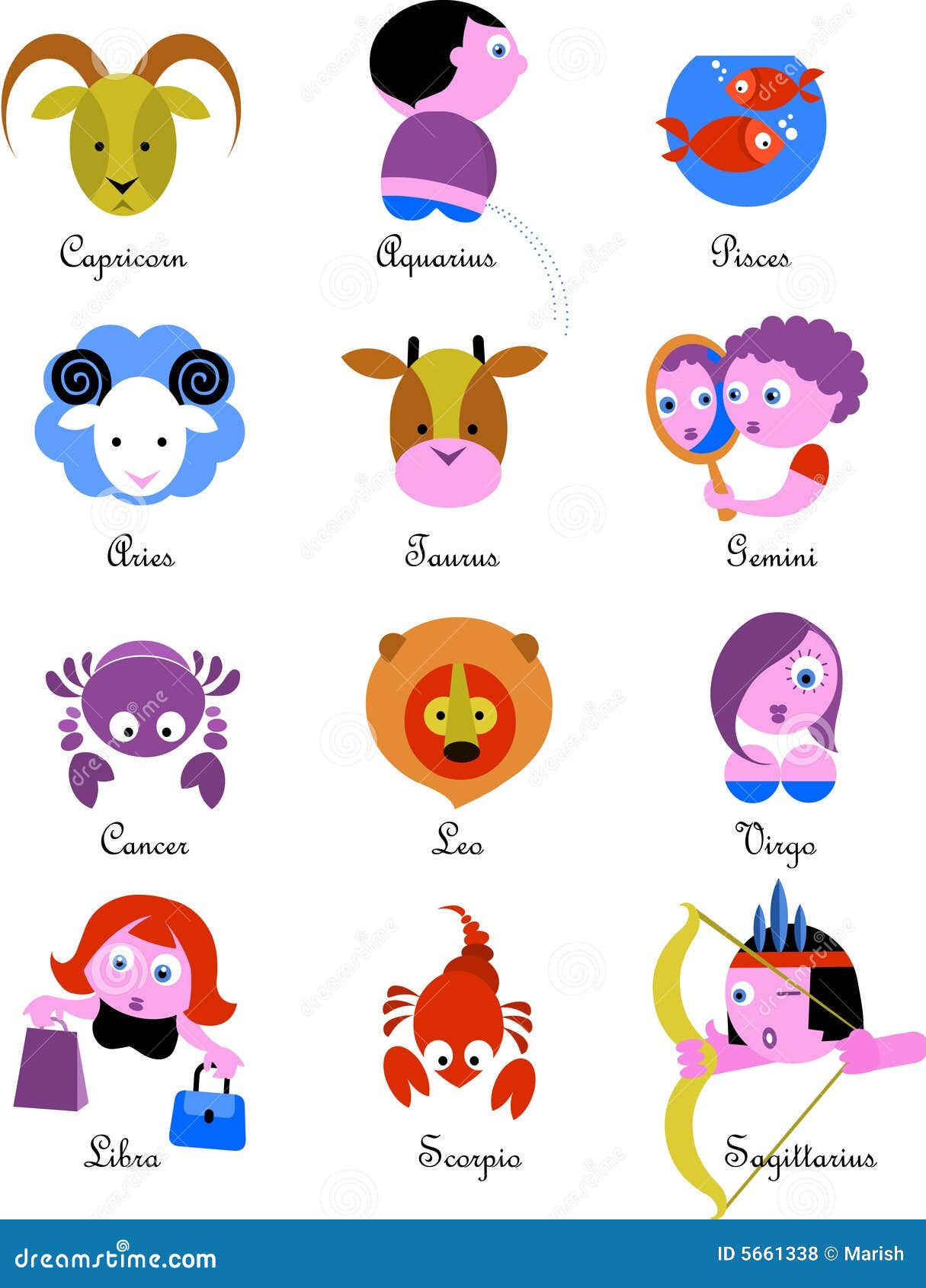 Zodiac Signs / icons stock vector. Illustration of child - 5661338