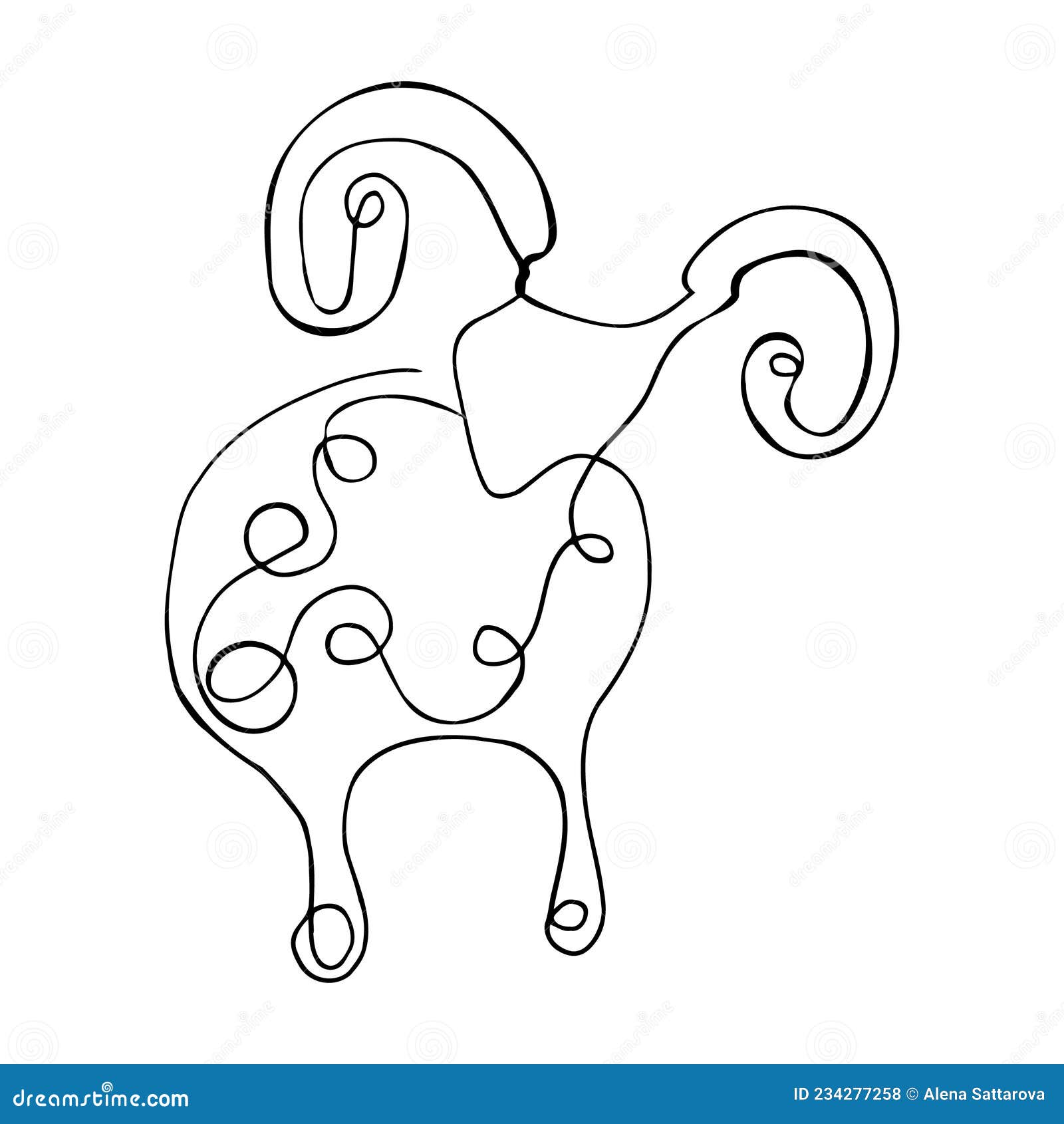 Zodiac Signs in Line Art. Aries Continuous One Line Stock Vector ...